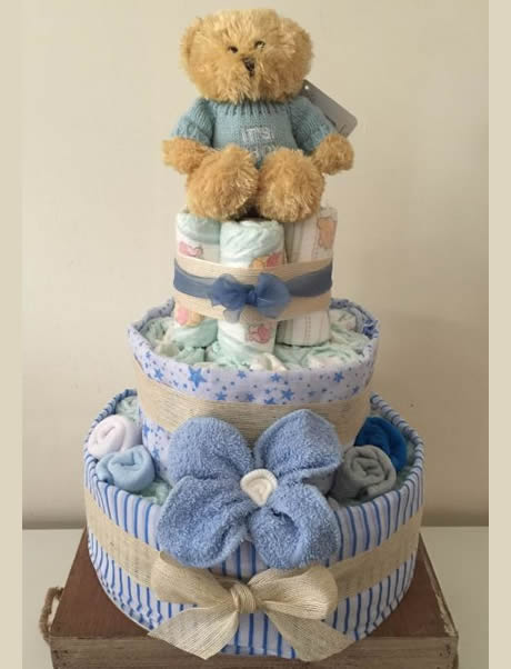 Baby Boy 3 Tier Nappy Cake - The XO Box